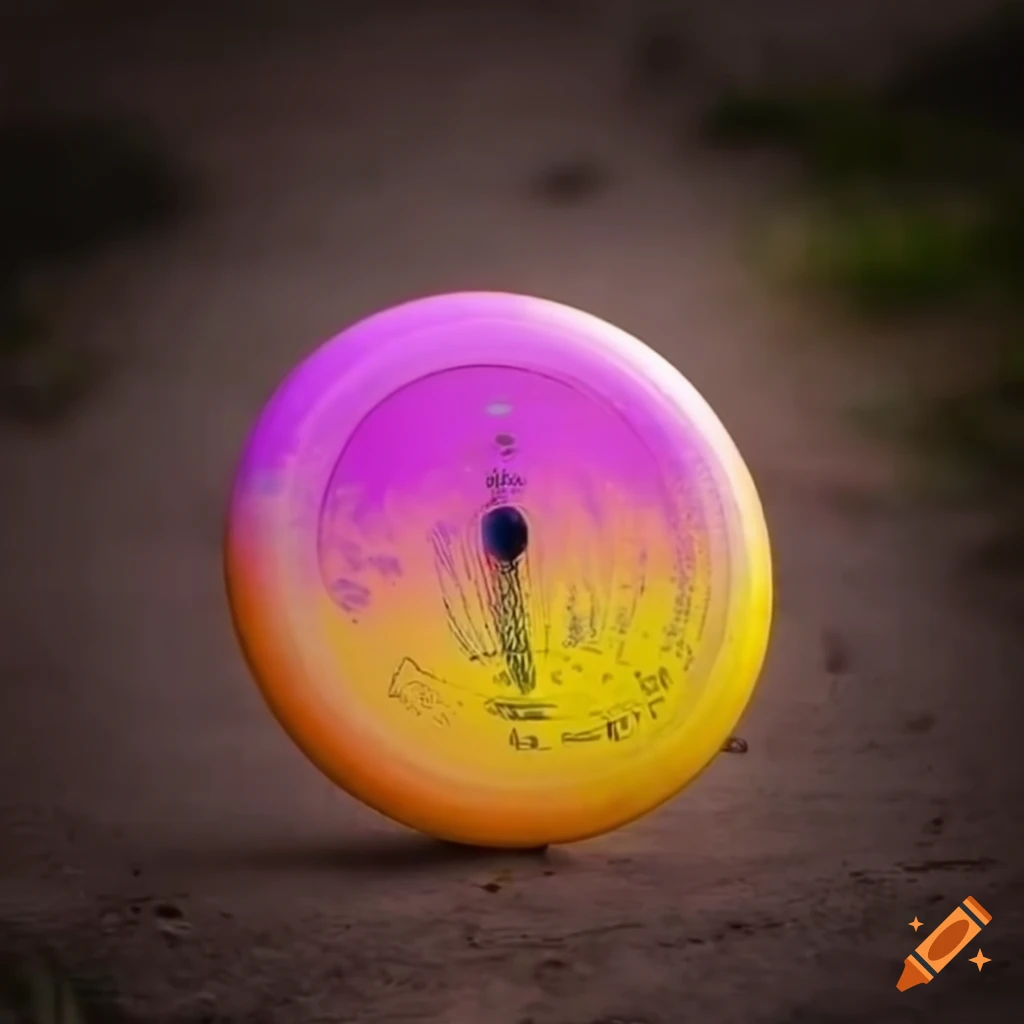 Disc golf disc with writing on the outside on Craiyon