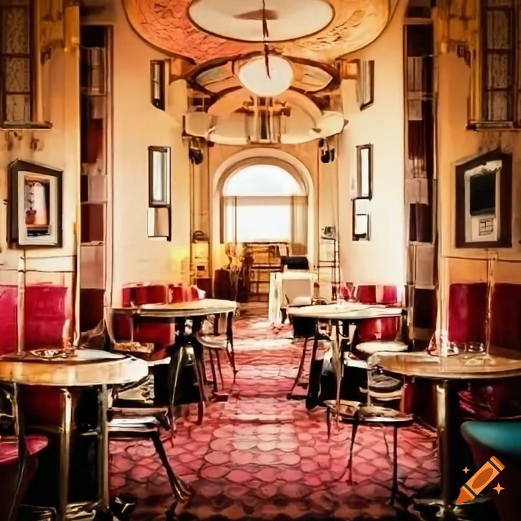 Ivory retro hotel with quirky detail on Craiyon