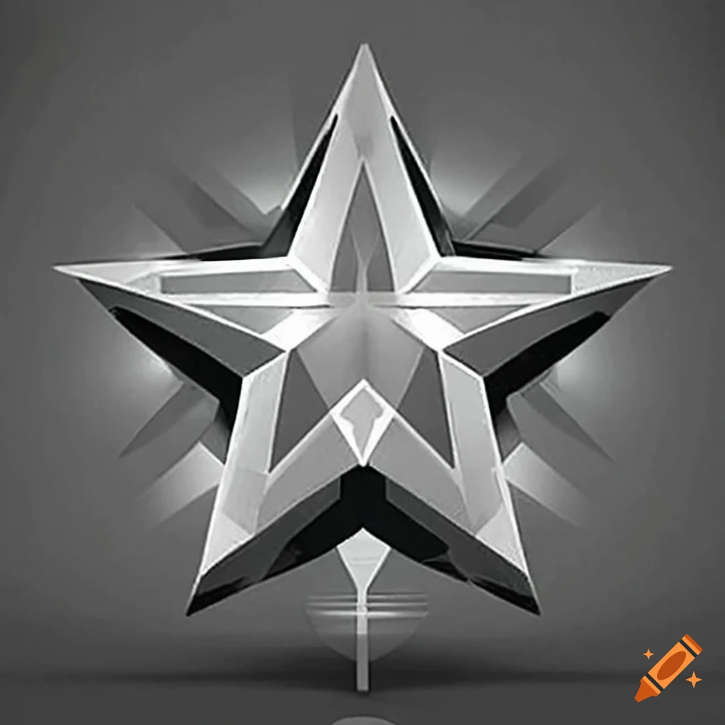 Minimalist 5-pointed star with a futuristic space-inspired design on ...