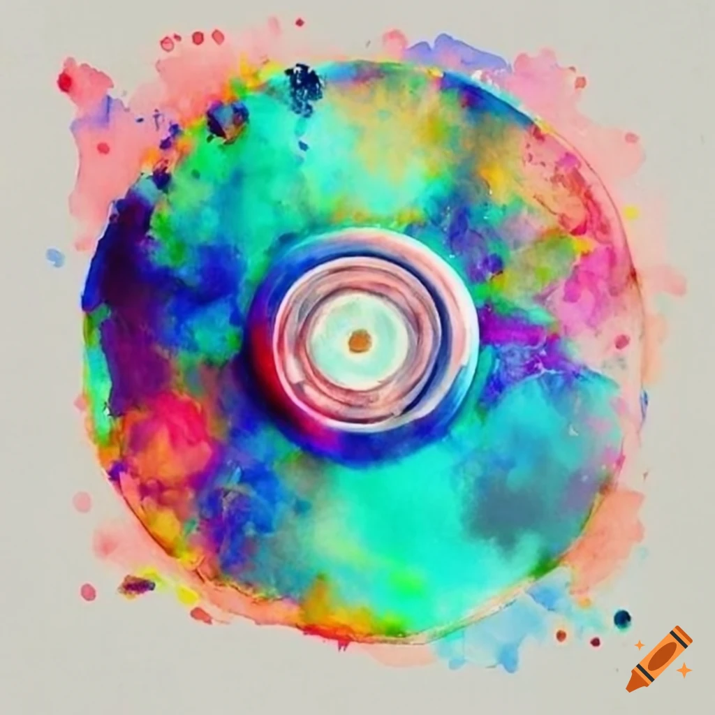 Hard disc in watercolor painting on Craiyon