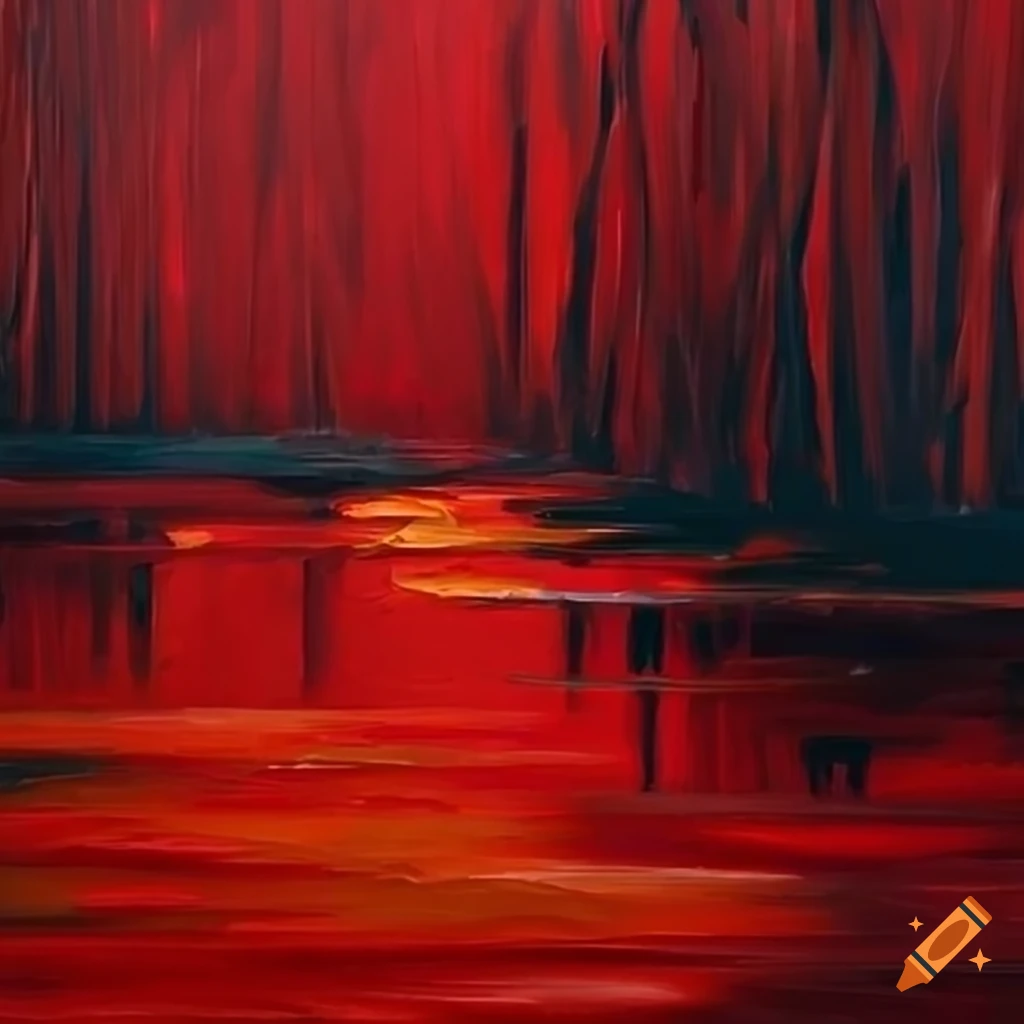 Red oil painting on canvas on Craiyon