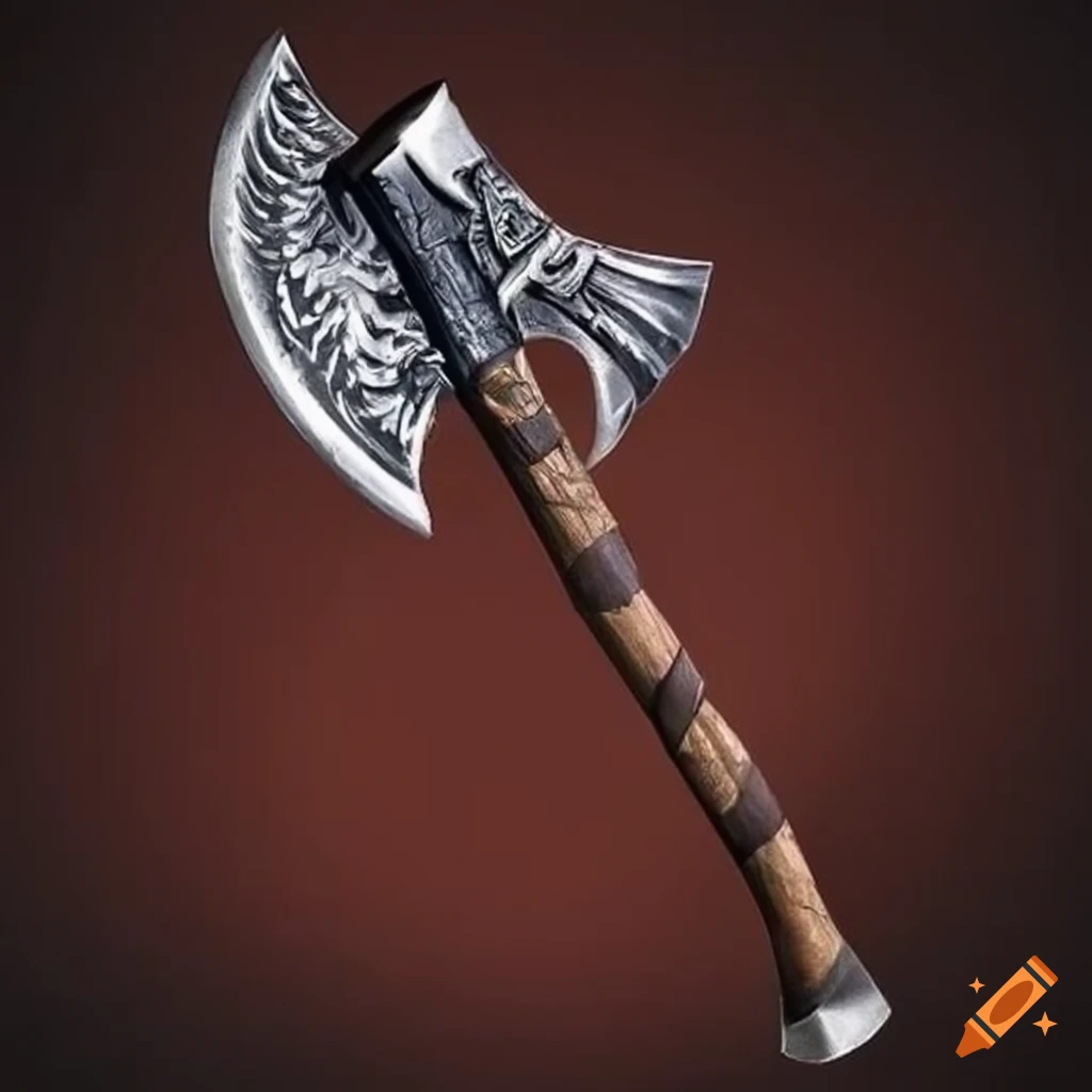 Legendary axe with steel phoenix wings on Craiyon