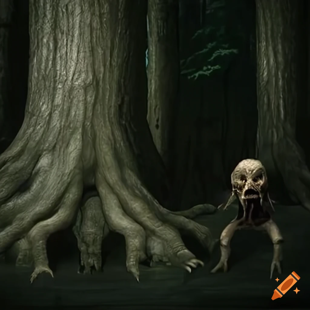Terrifying tree monster in a dark forest on Craiyon