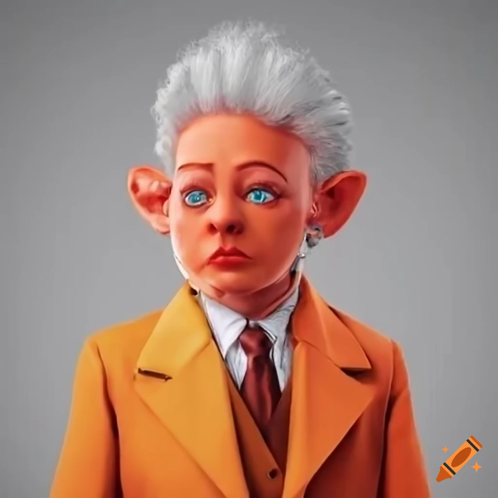 Charming oompa loompa in a fancy suit gesturing confidently on Craiyon