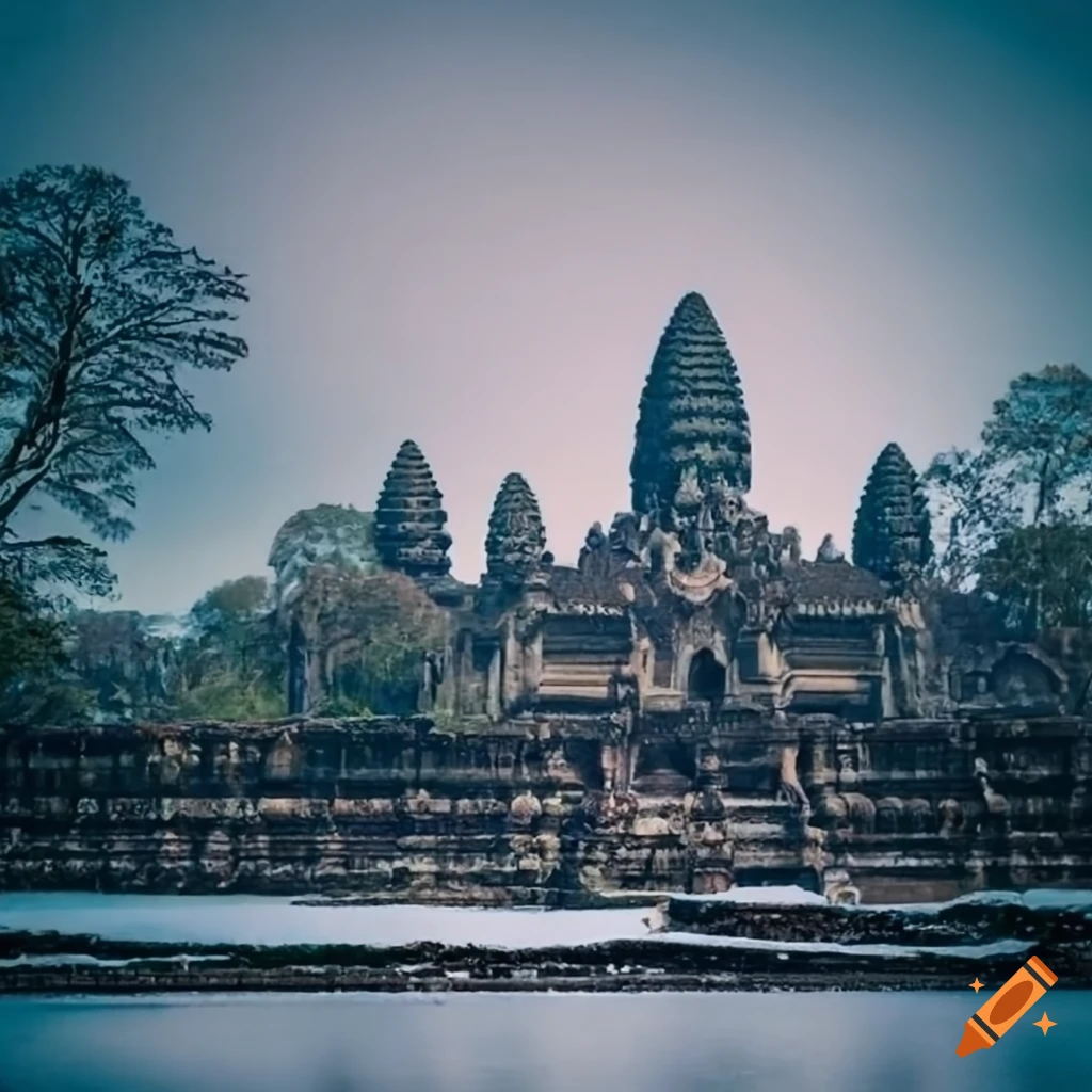 Angkor wat with snow on Craiyon
