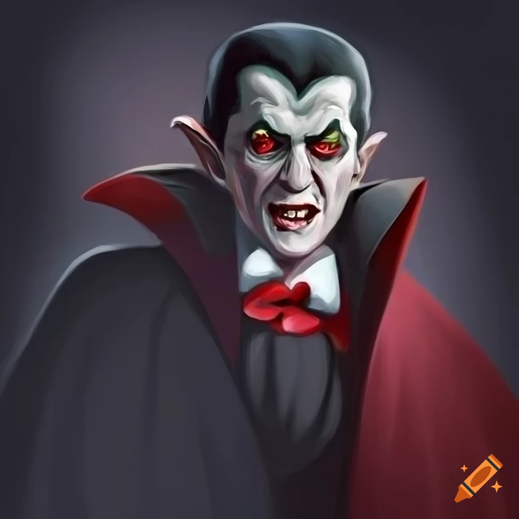 Dracula making a funny face in a digital painting on Craiyon