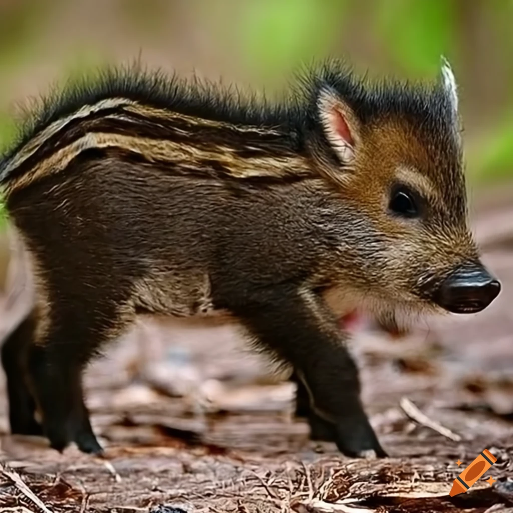 Cute baby wild boar on a lockscreen on Craiyon