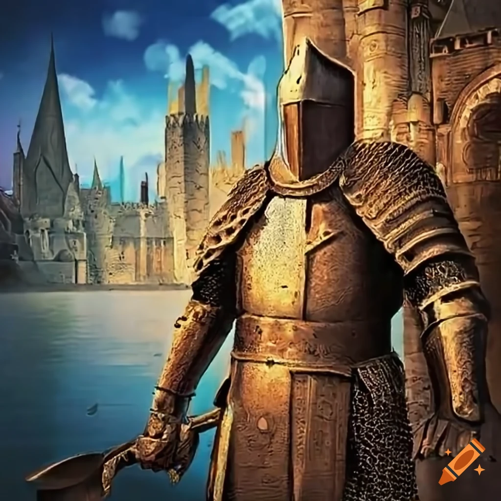 Knight arriving at a wizard's castle on Craiyon