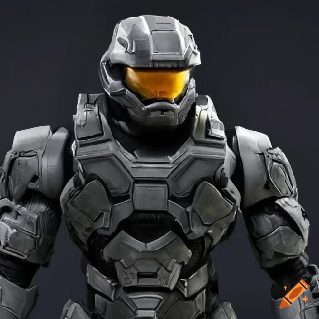 Halo 2 Master Chief in black and gray suit standing on a planet gazing ...