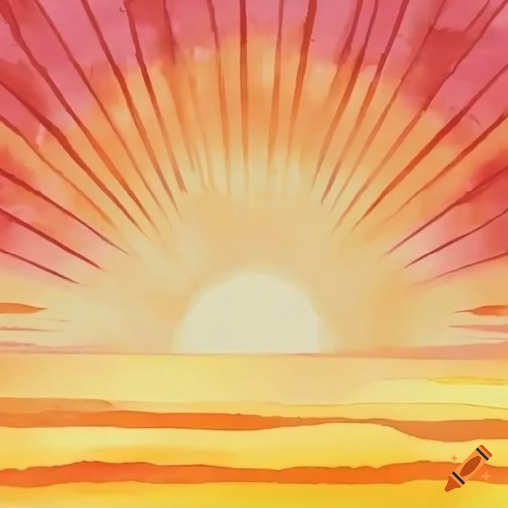 Mesmerizing sunset with warm sun rays on the horizon on Craiyon