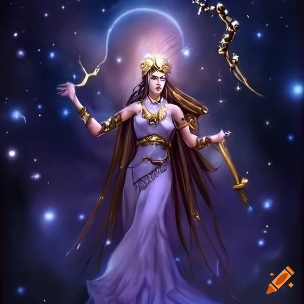 Athena depicted as a constellation in fantasy art style on Craiyon