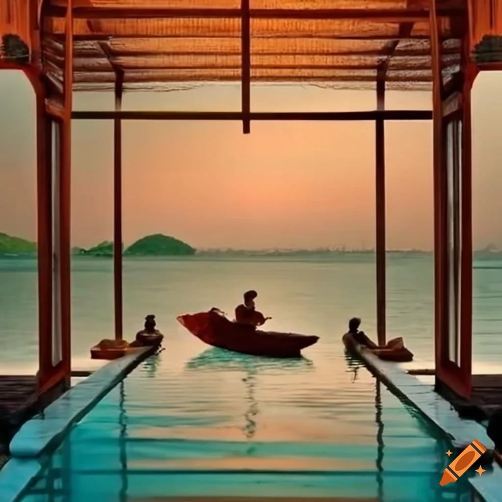 Luxurious Indo-Chinese spa on a private island on Craiyon