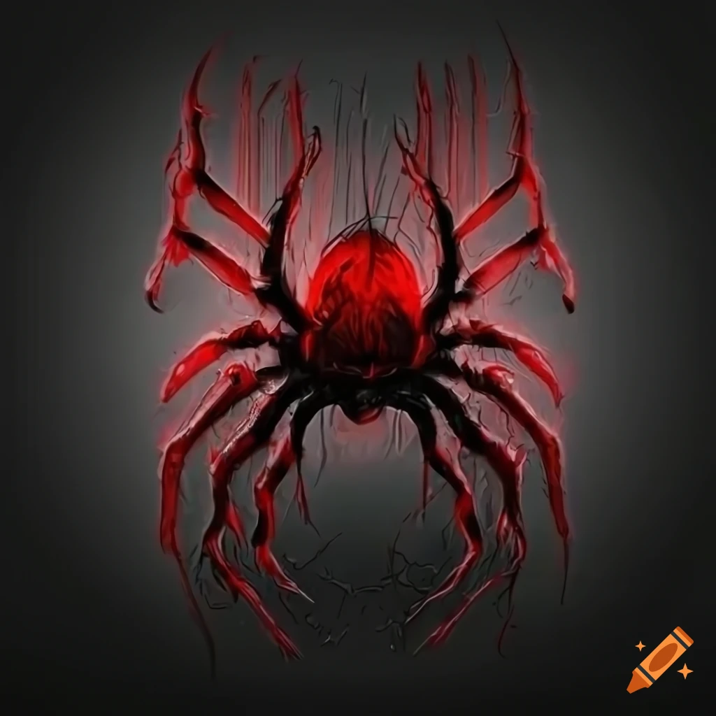 Black and red spider logo with a scary and realistic fantasy style on ...