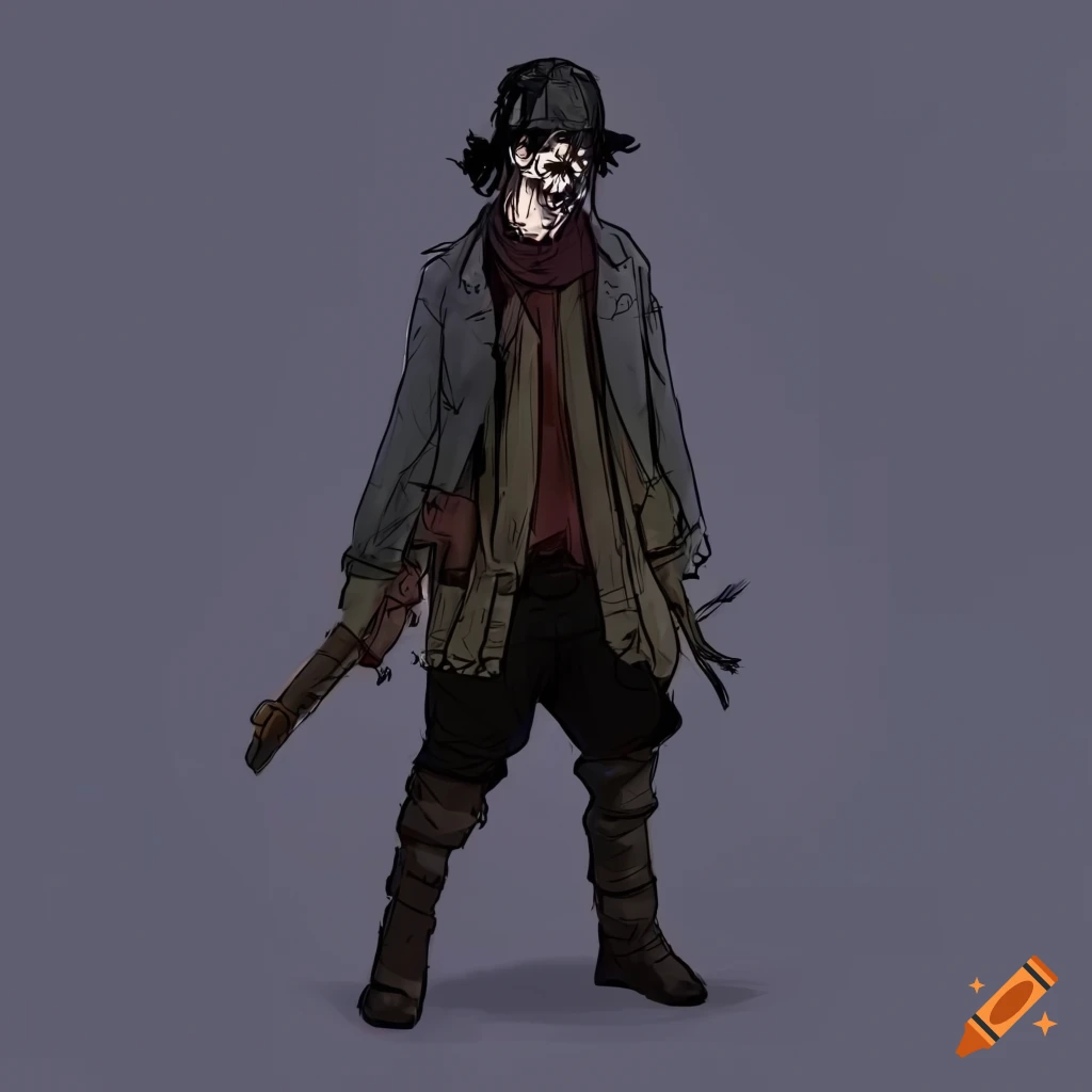 Detailed design of a character in a zombie apocalypse setting on Craiyon