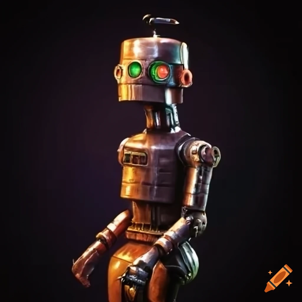 Steam punk 1990 robot on Craiyon
