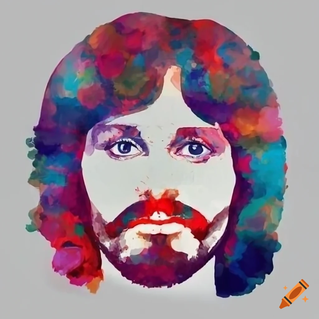 Creative blend of Hendrix and Jim Morrison facial features with thin moustache on Craiyon