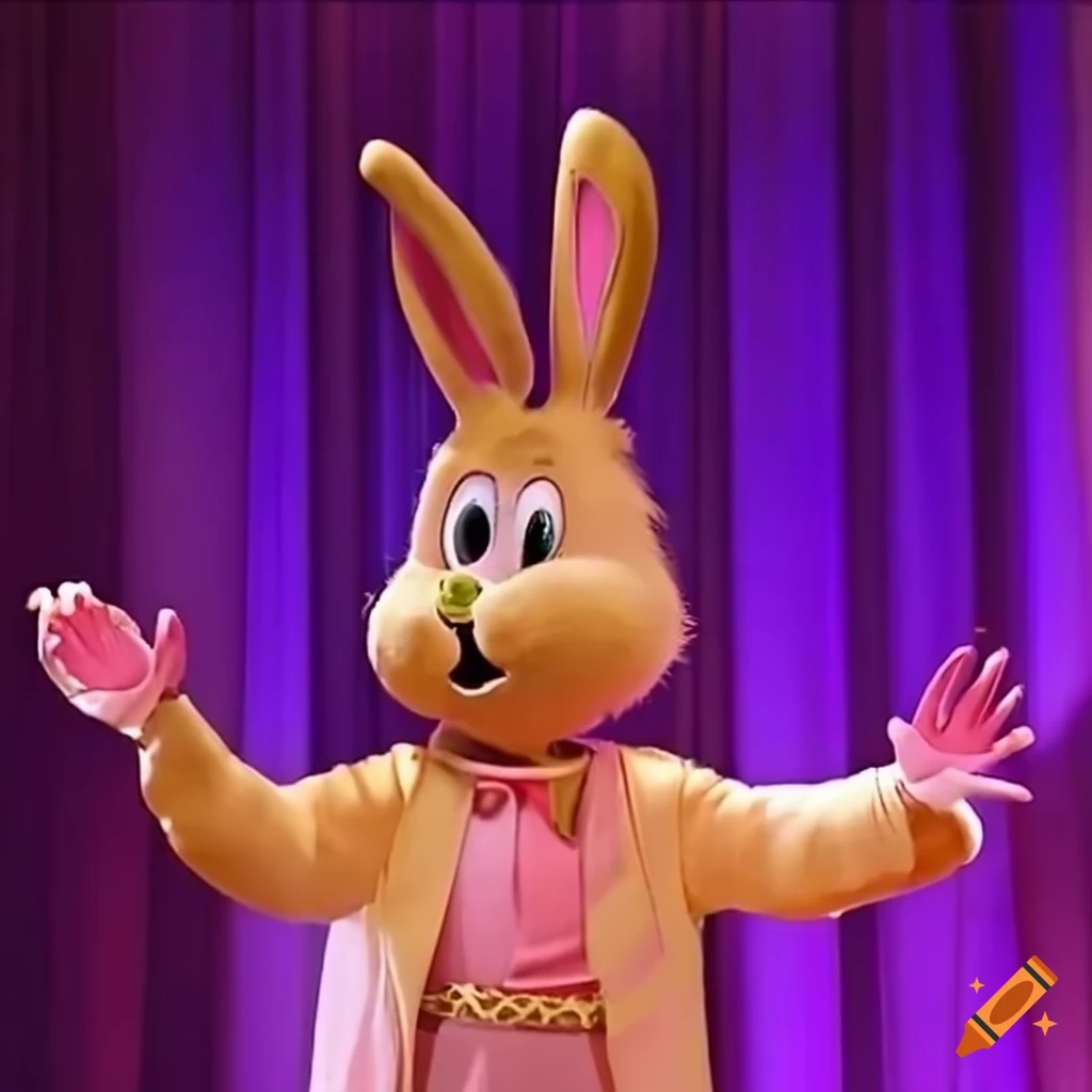 Charming easter performance by bunny characters on stage on Craiyon