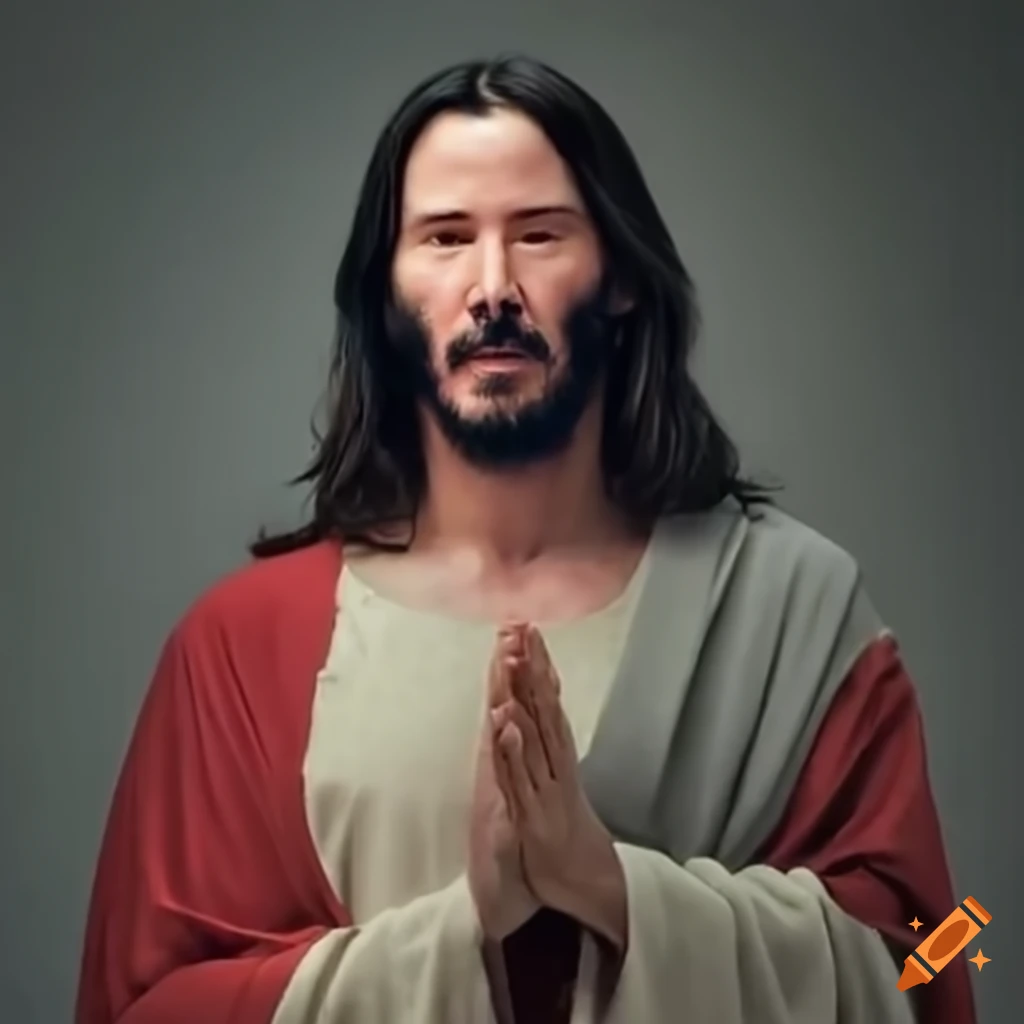 Keanu reeves portraying jesus giving a sermon on Craiyon