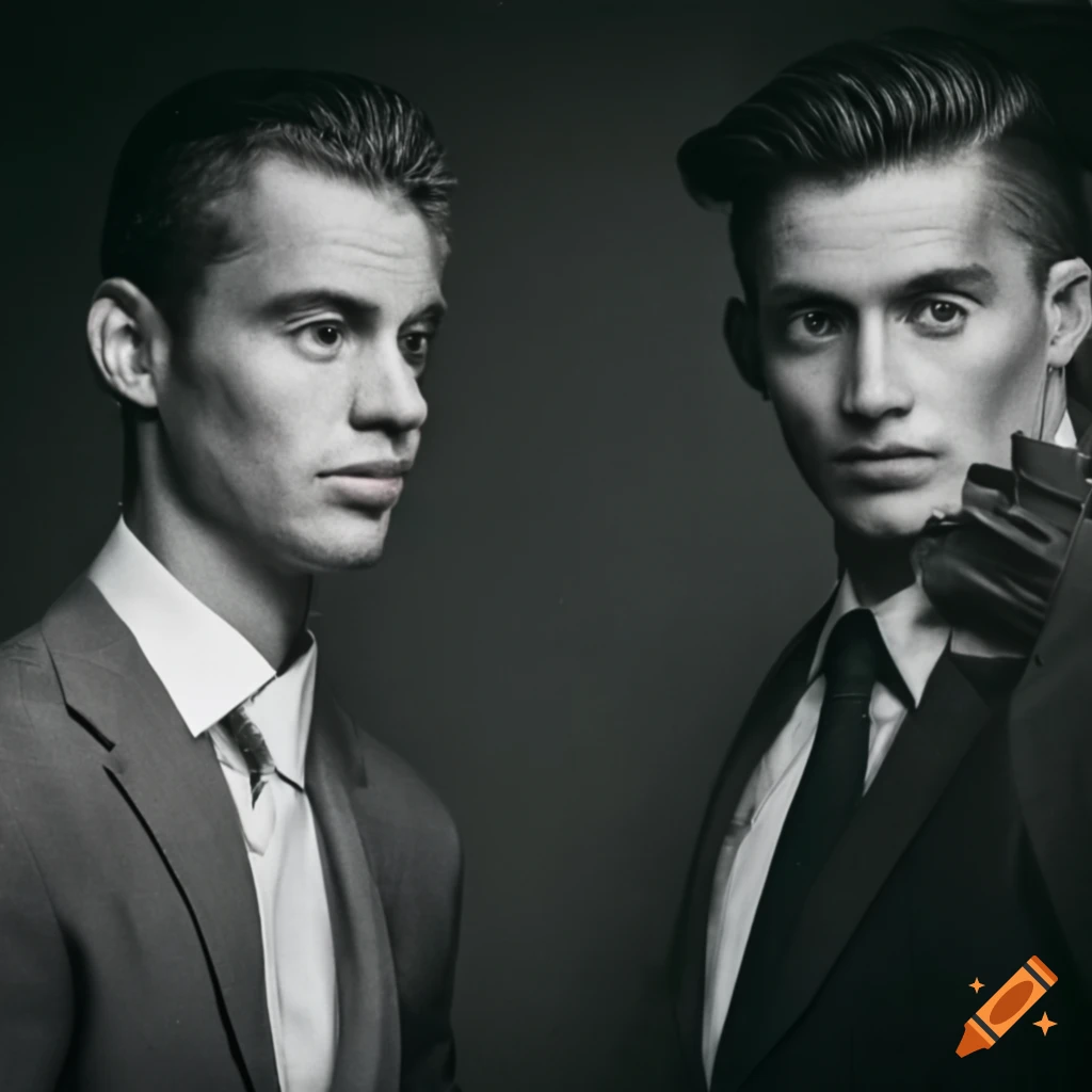 Two professional men posing in an epic style on Craiyon