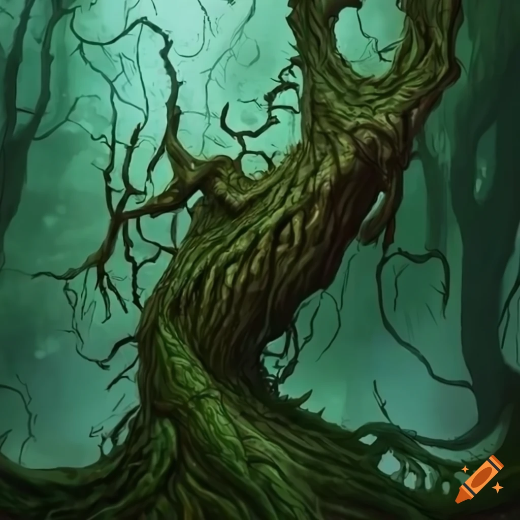Eldritch monster in the form of a tree on Craiyon