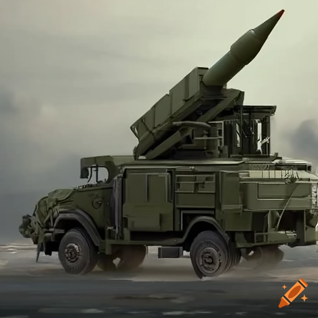 Truck-mounted missile launcher on Craiyon