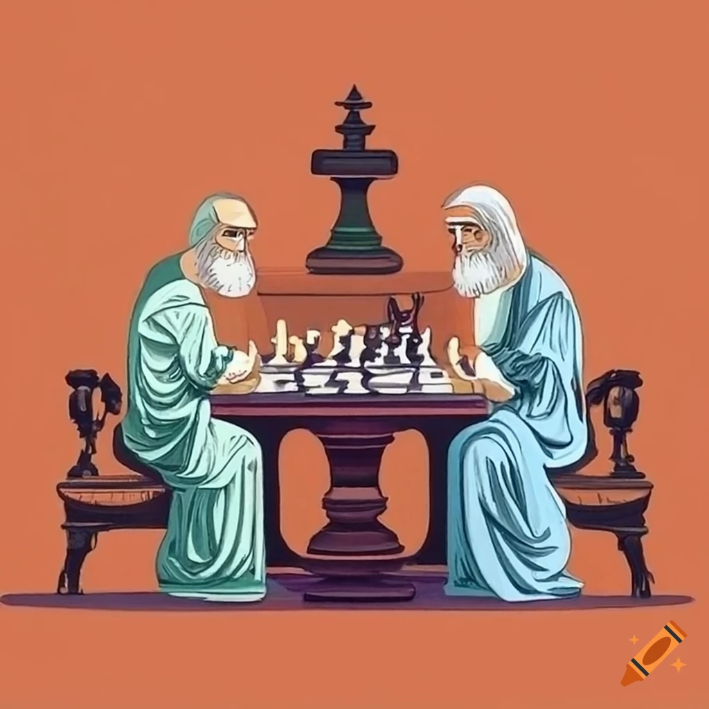 Iconic painting of apostles playing chess on Craiyon