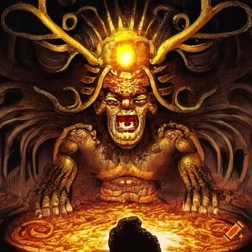 Comparison of Mayan underworld Xibalba and Greek Hades on Craiyon