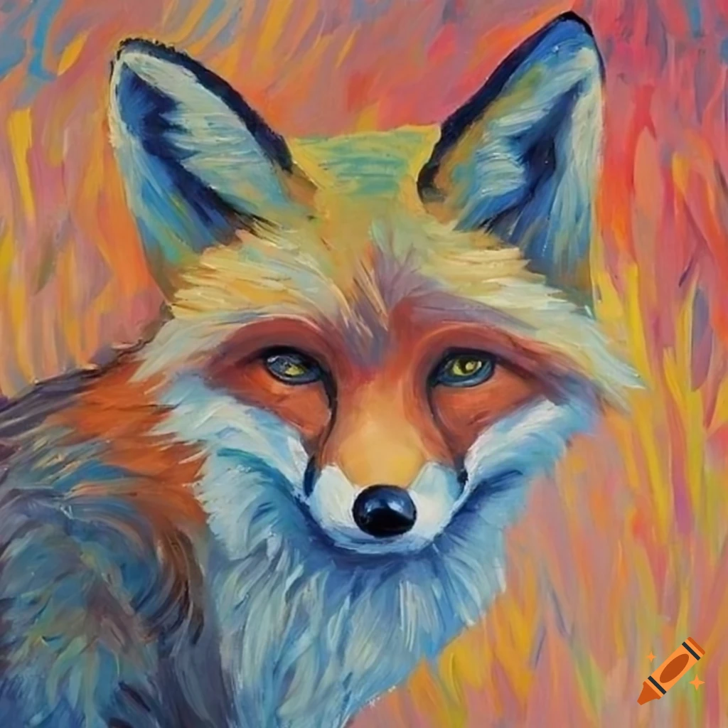 Fox face painting in post-impressionism style on Craiyon