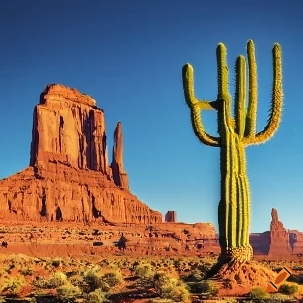 Tall cactus in Monument Valley Utah on collectable patch on Craiyon