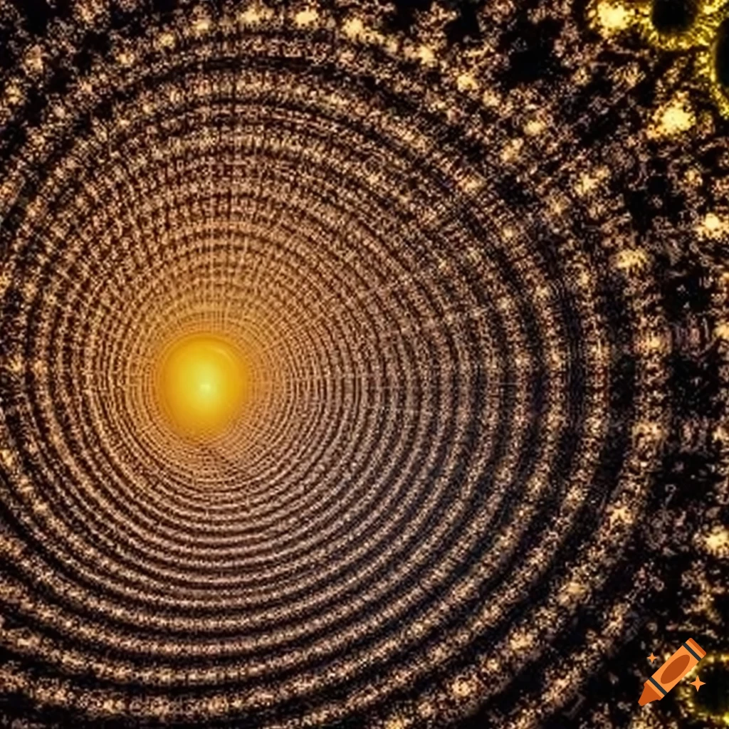 Quantum fractal tunnel with a golden glow on Craiyon