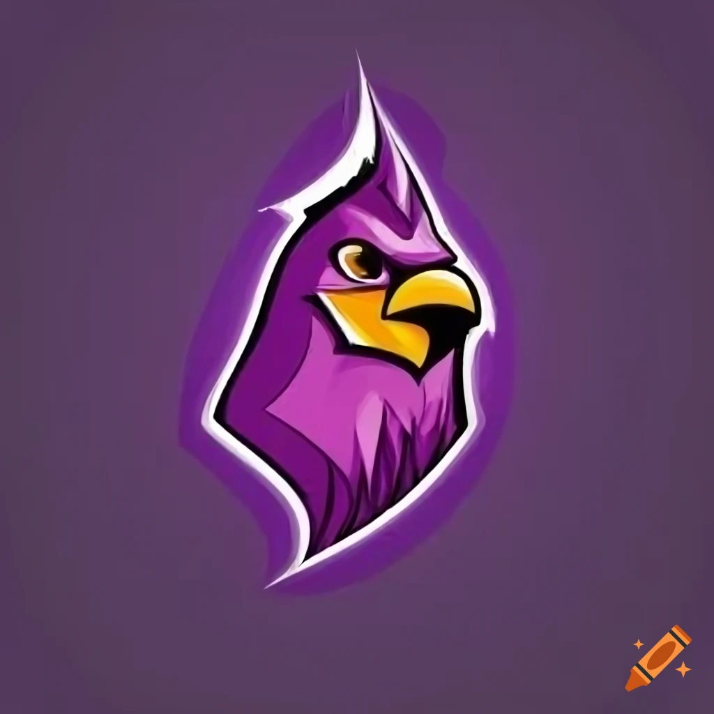 Purple cardinal logo for a football team on Craiyon