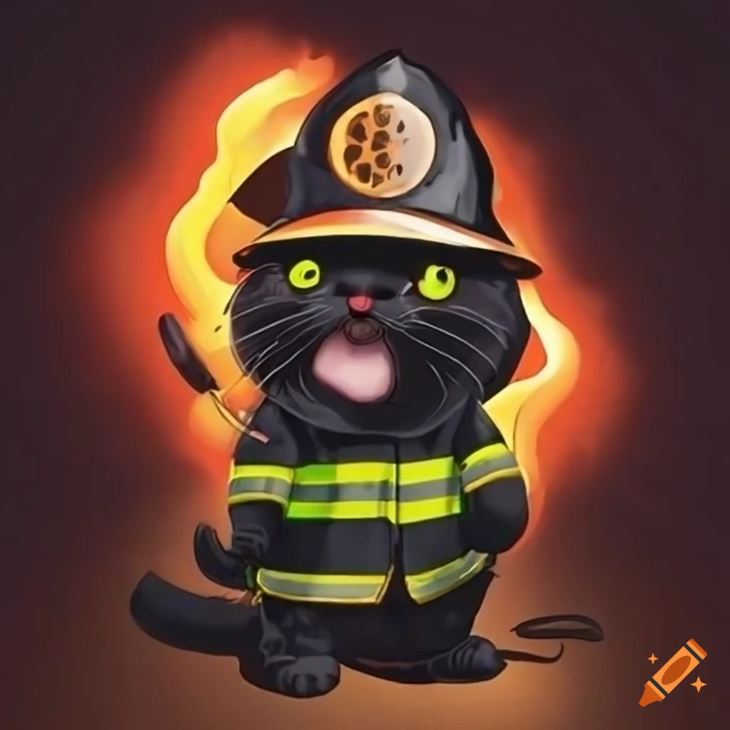 Chubby cat dressed as a firefighter on Craiyon