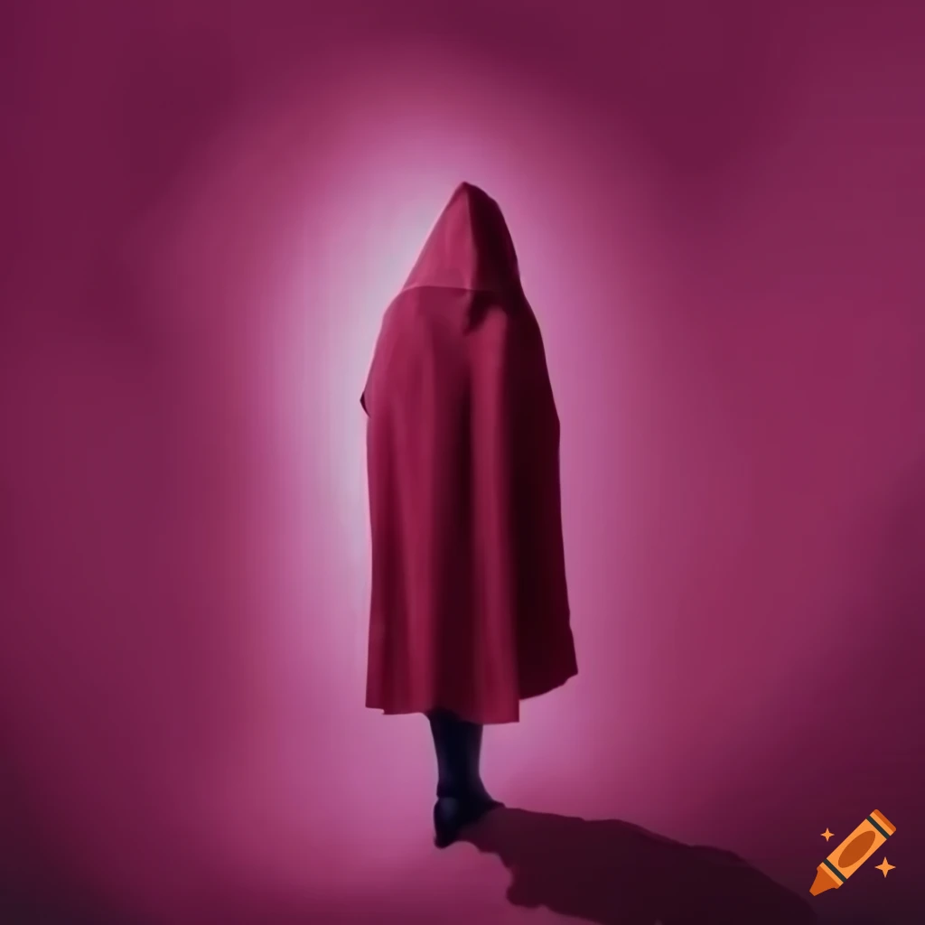 Old woman in a pink hooded cloak from behind on Craiyon