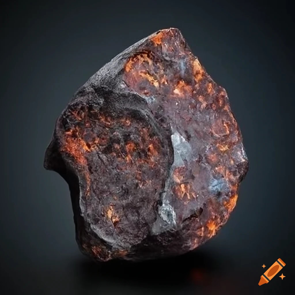 Meteorite ignitite igneous rock with vivid dancing flames on Craiyon