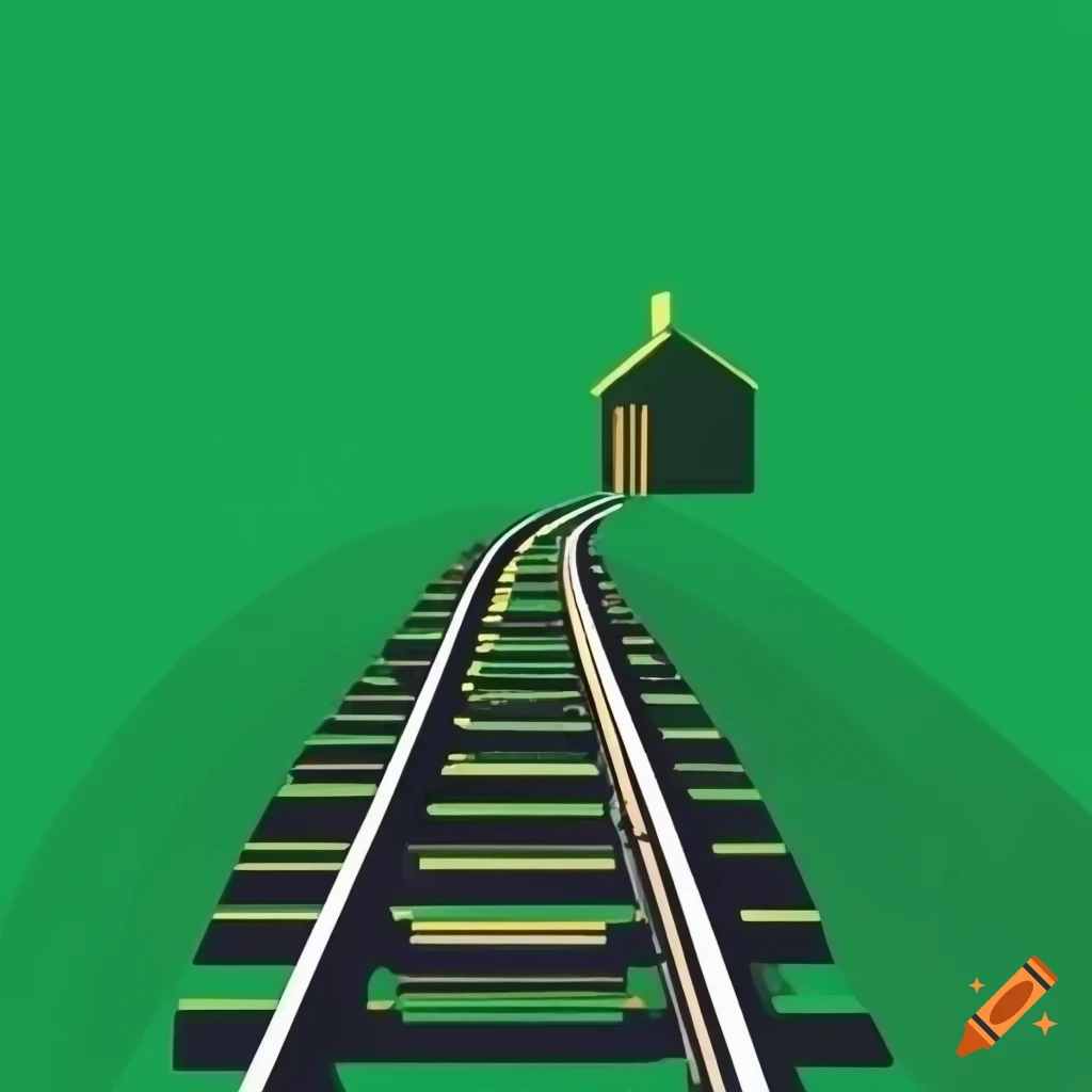 Green train track minimalist icon on Craiyon
