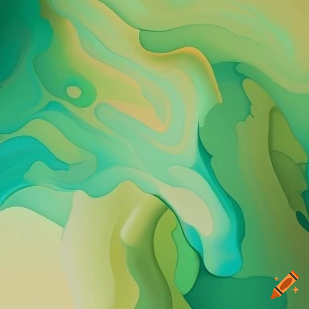 Abstract textured art in green and tan tones with linear elements on ...