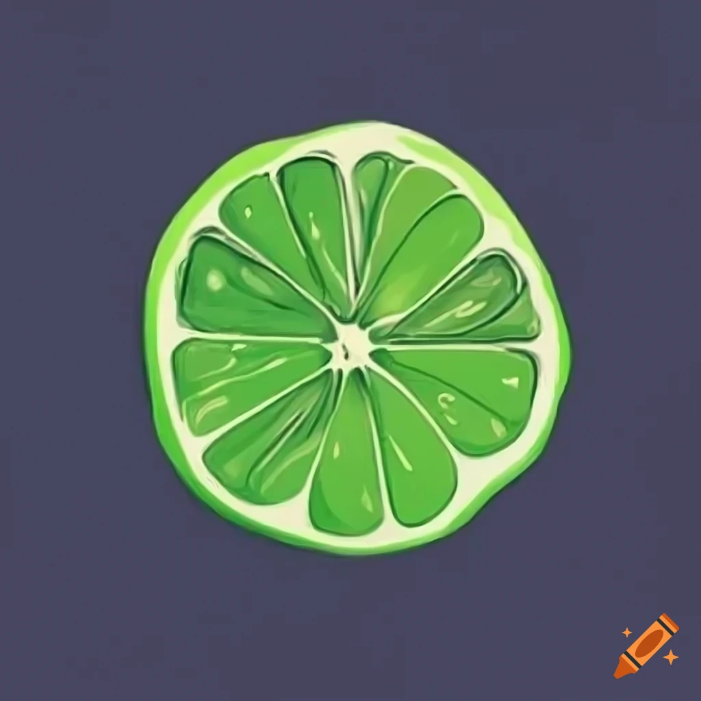 Half lime vector monochrome hand-drawn icon on Craiyon