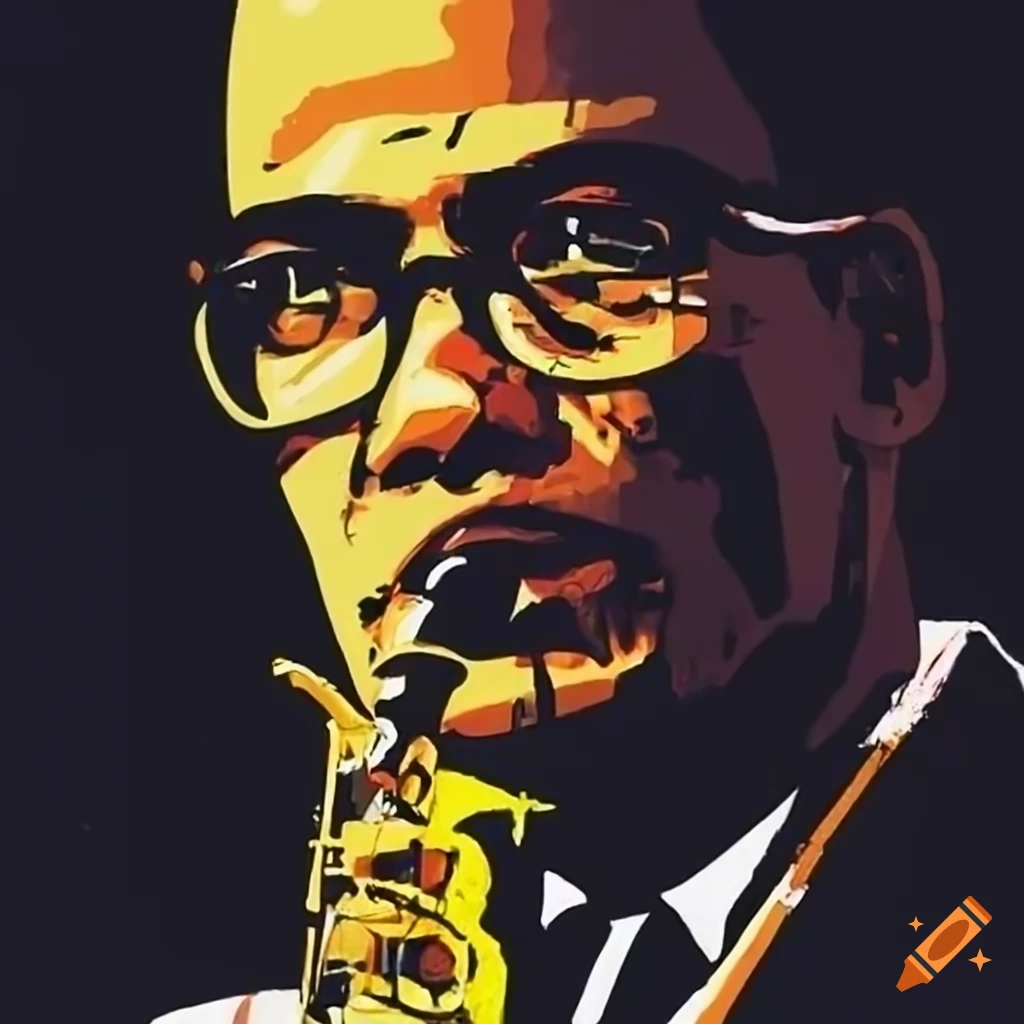 Malcolm x playing saxophone in a basquiat style on Craiyon
