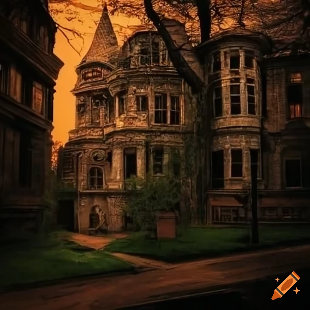 Old haunted victorian house in the city on Craiyon