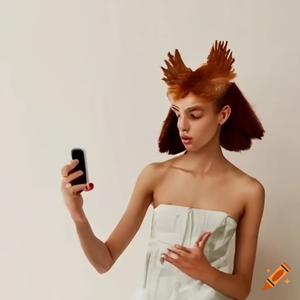 Chicken using a phone with hands on Craiyon