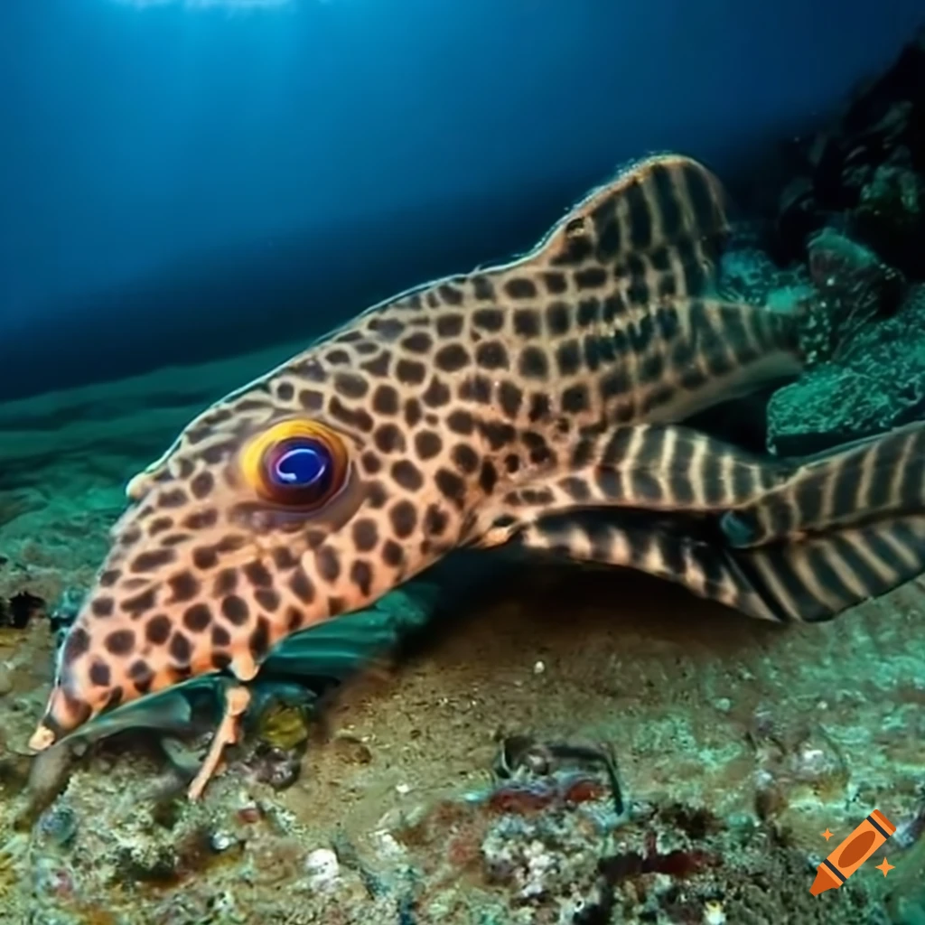 Loricariidae fish at the coral reef on Craiyon
