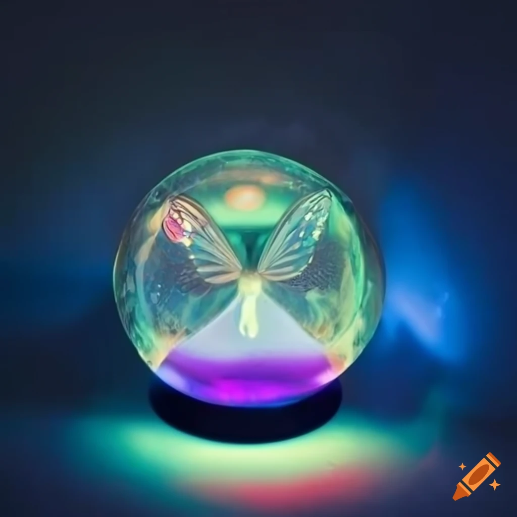 Mystical creatures inside cosmic spherical with translucent nautical ...