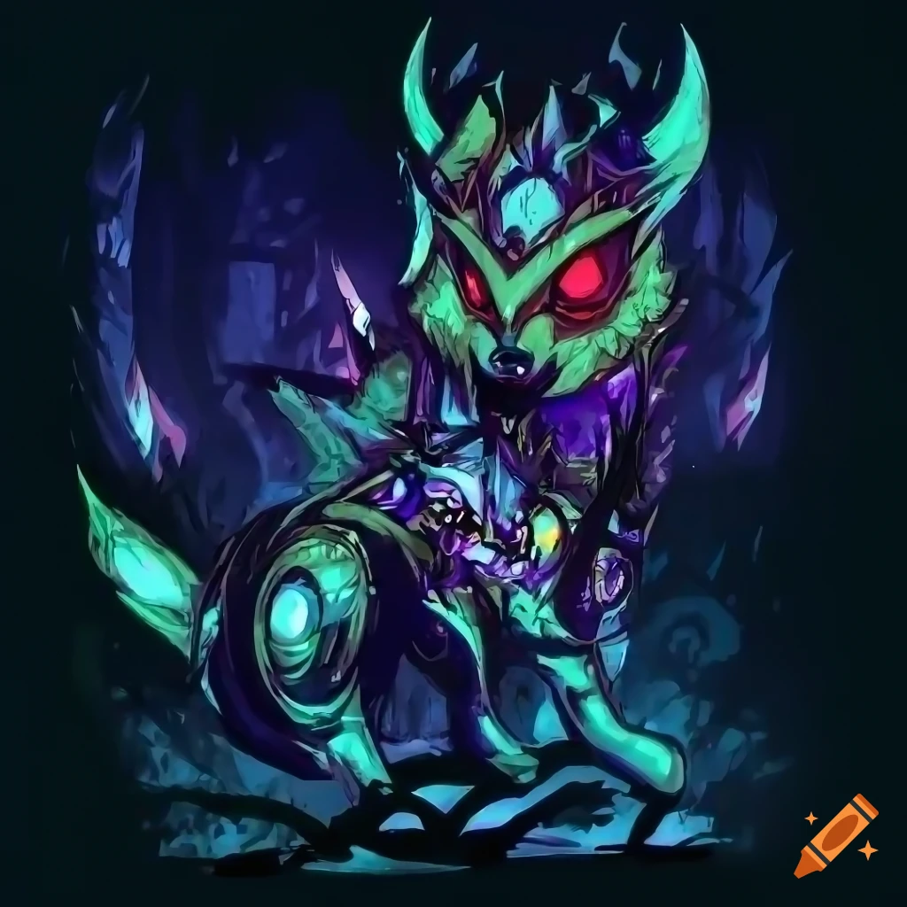 Cel-shaded cryptic Fox demon in a fantastical art style on Craiyon