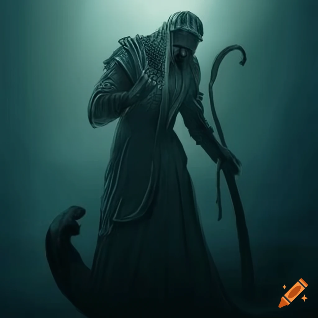 Medieval egyptian hraf-haf ferryman on white background on Craiyon