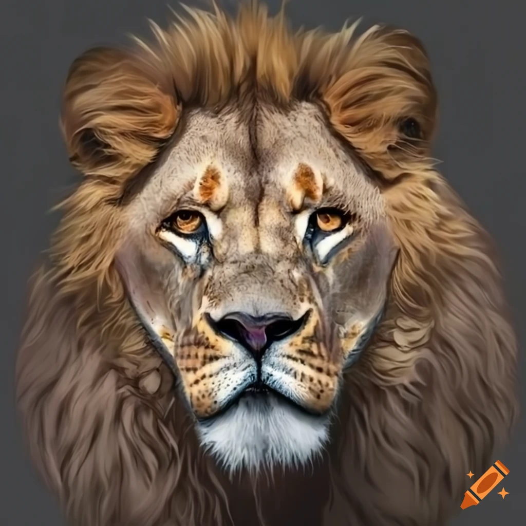 Lion with hungry and mad expression on Craiyon