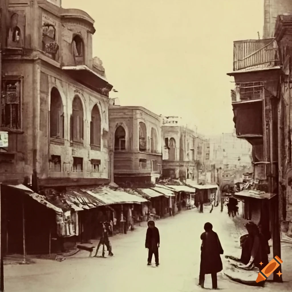 Historical depiction of tehran streets in 1850 on Craiyon
