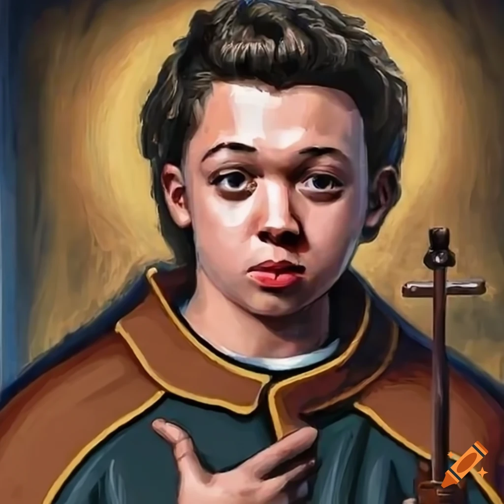 Kyle rittenhouse depicted as a catholic icon on Craiyon