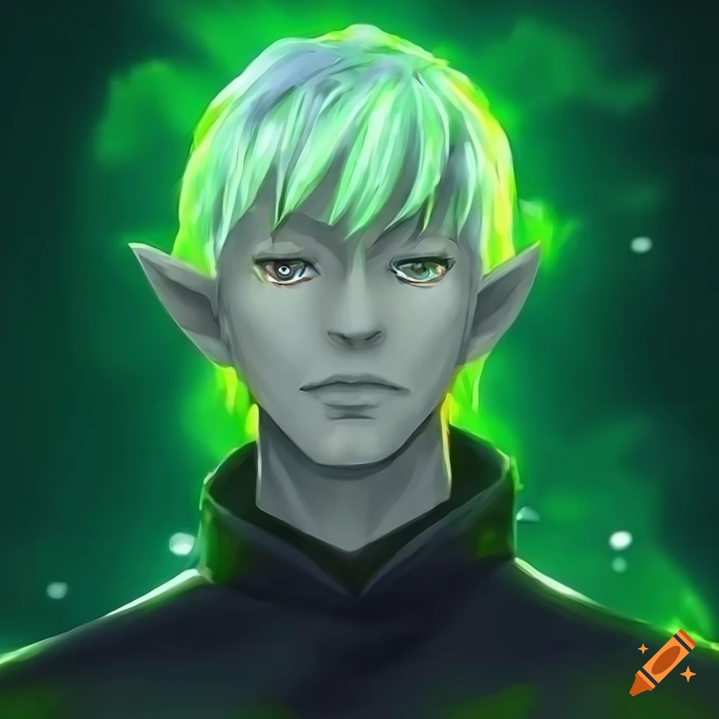 Abjuration wizard with elf ears and aura in fantasy style on Craiyon