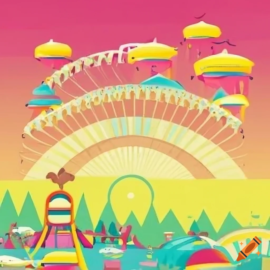 Landscape for amusement park advertising poster on Craiyon