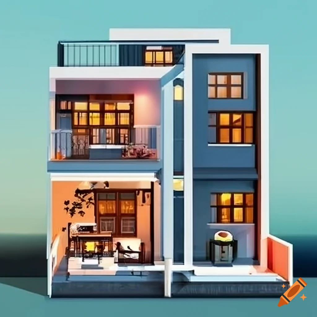 House plan for a 3.5x10 area on Craiyon